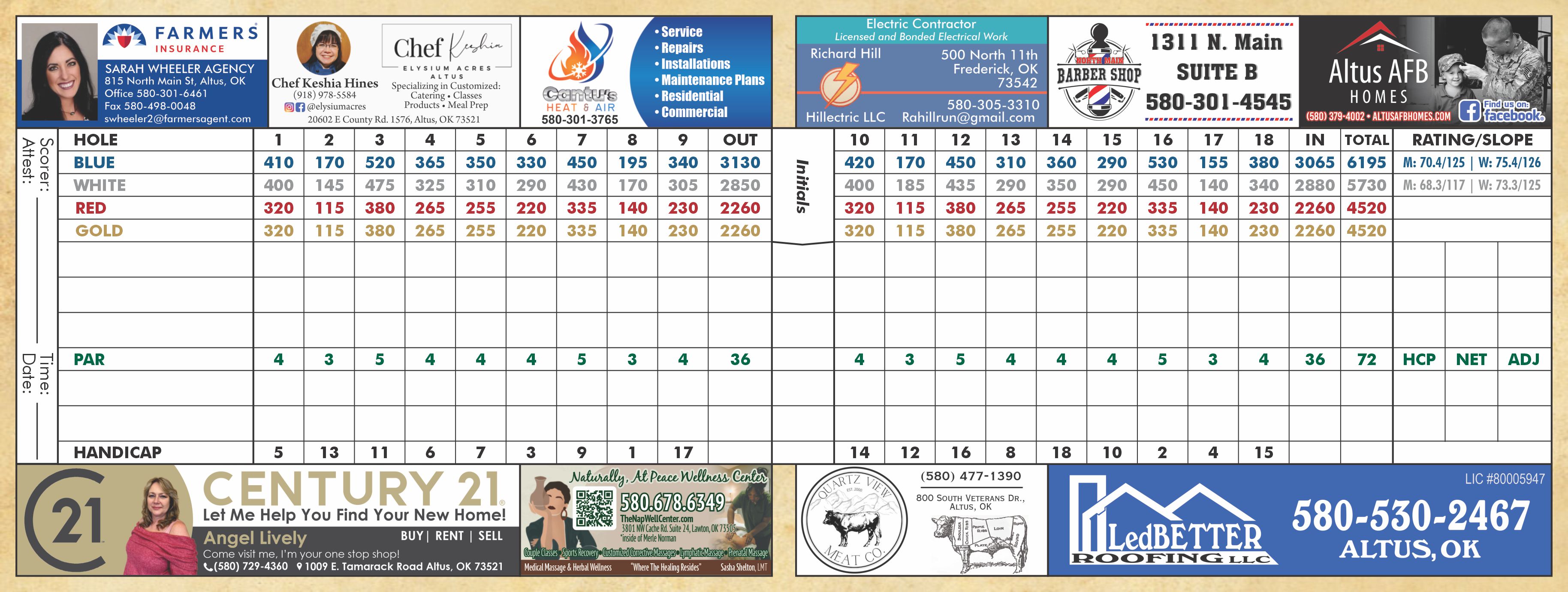 Scorecard - The Western Heritage Golf Club